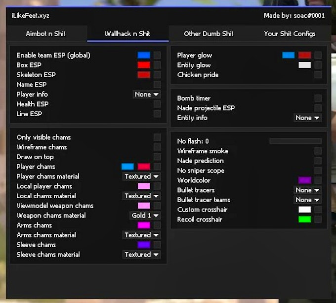 Бесплатный чит для CS:GO iLikeFeet 2023 - Аим, ВХ, Триггер / Читы на CS:GO
